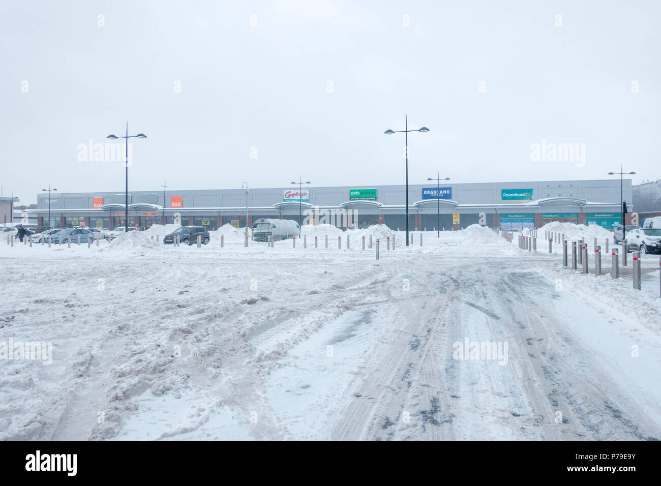 Hermiston Retail Park, Consett, County Durham, after a heavy fall of ...
