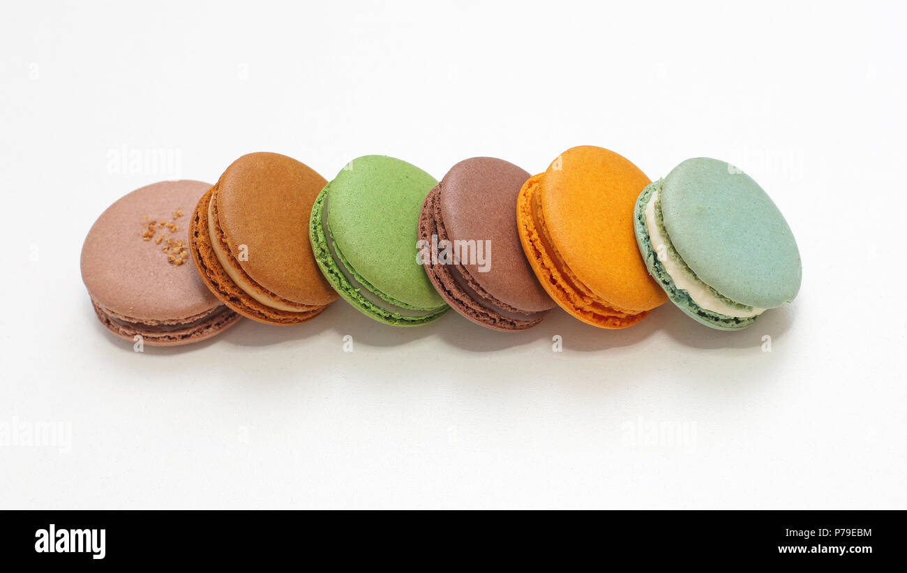 Six Macarons in Different Flavors and Colors Stock Photo - Alamy