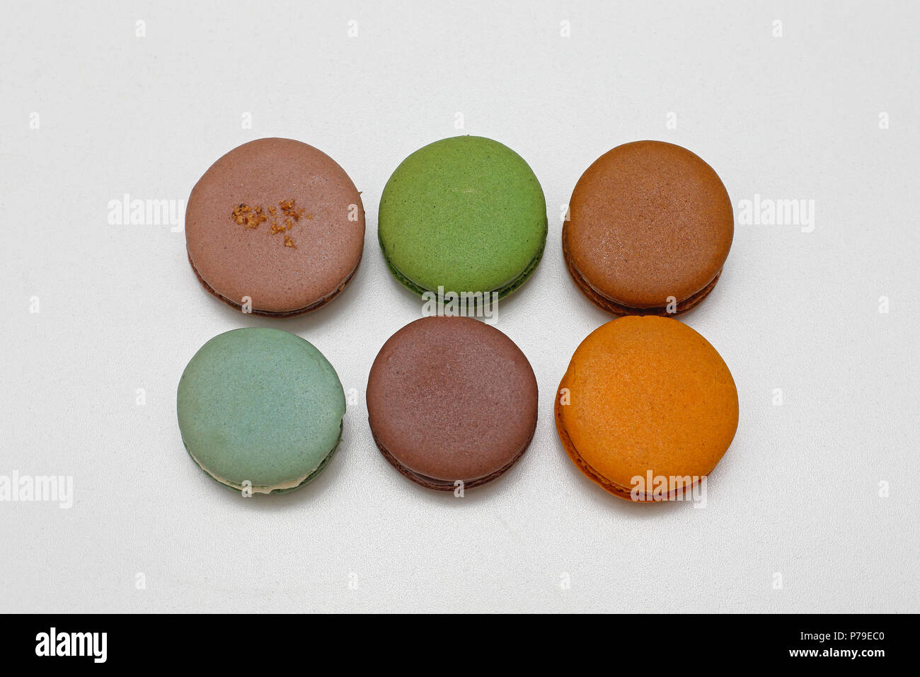 Six Colourful Macarons in Different Flavors Stock Photo - Alamy
