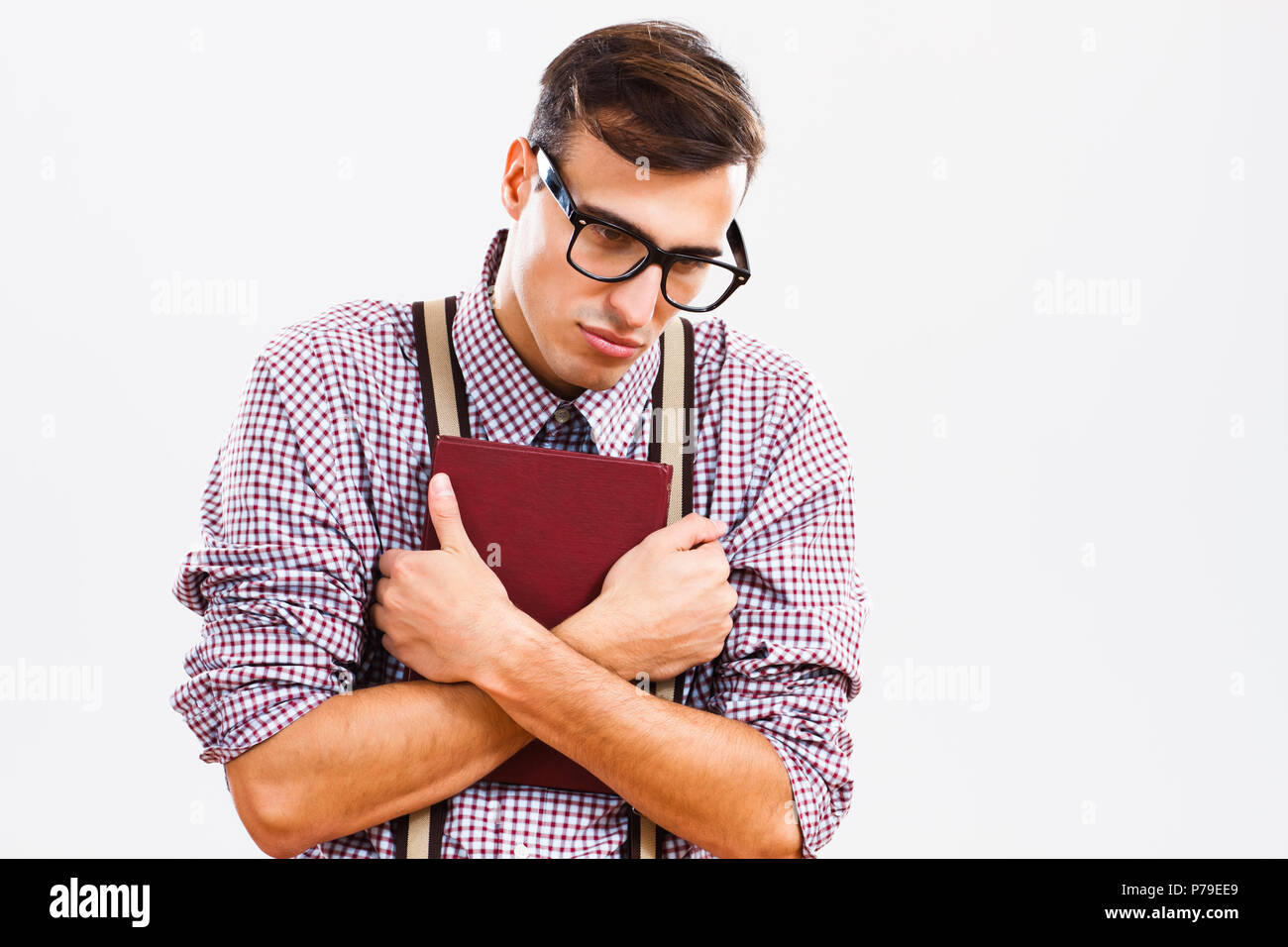 Exhausted nerd student Stock Photo - Alamy