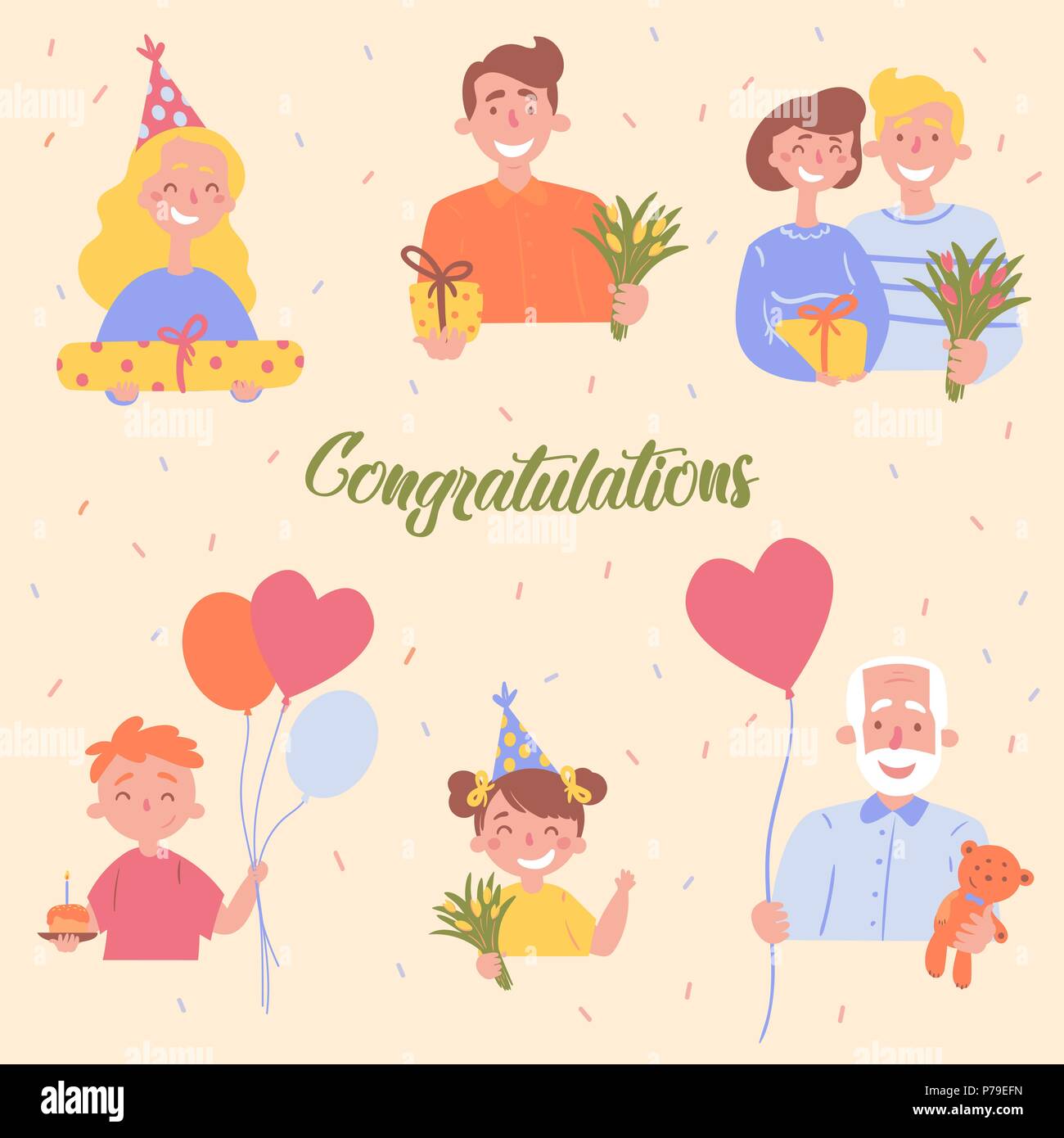 Congratulations, birthday celebration poster Stock Vector Image & Art ...