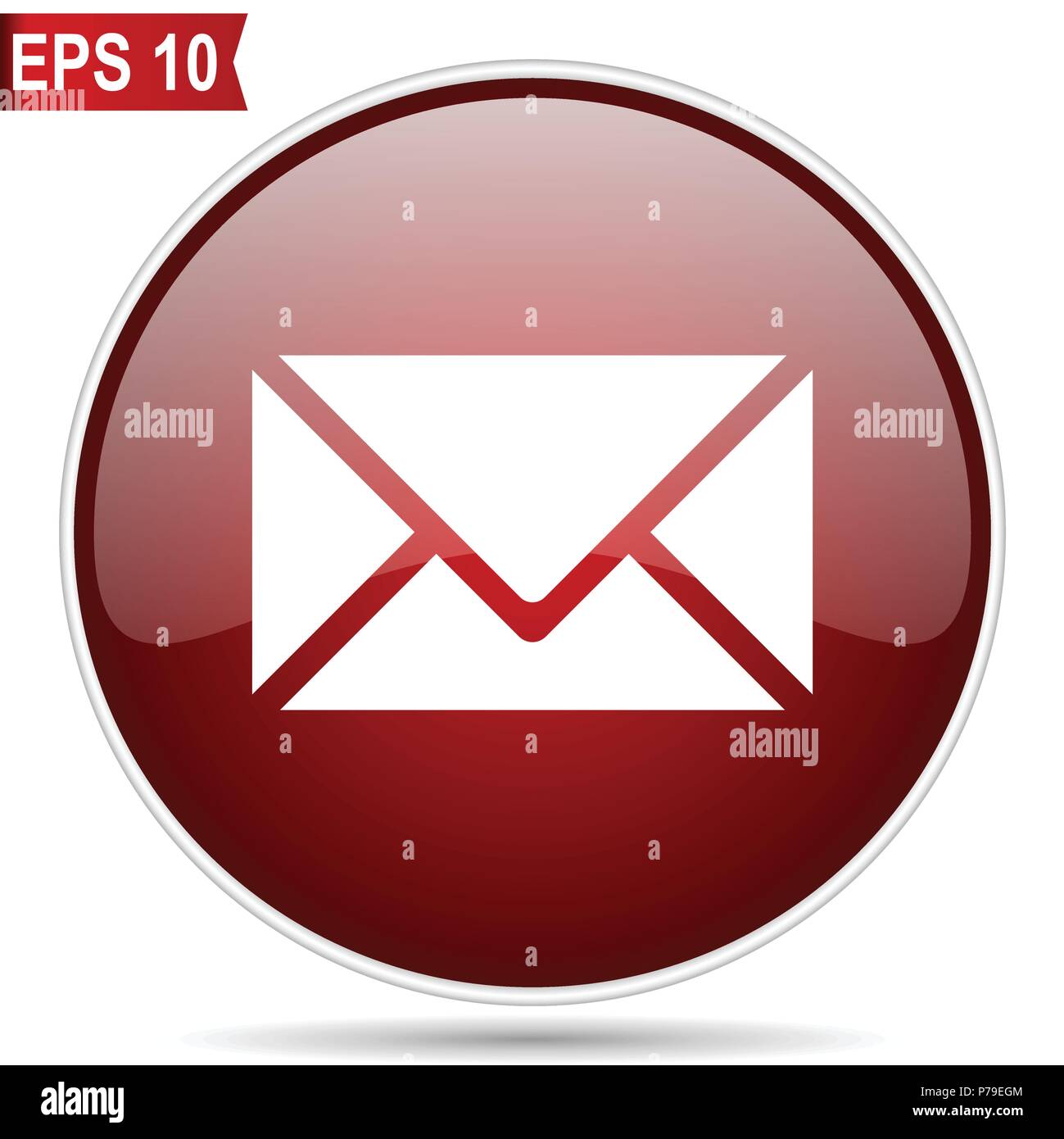 Email cherry red glossy round web vector icon. Editable simple circle ...