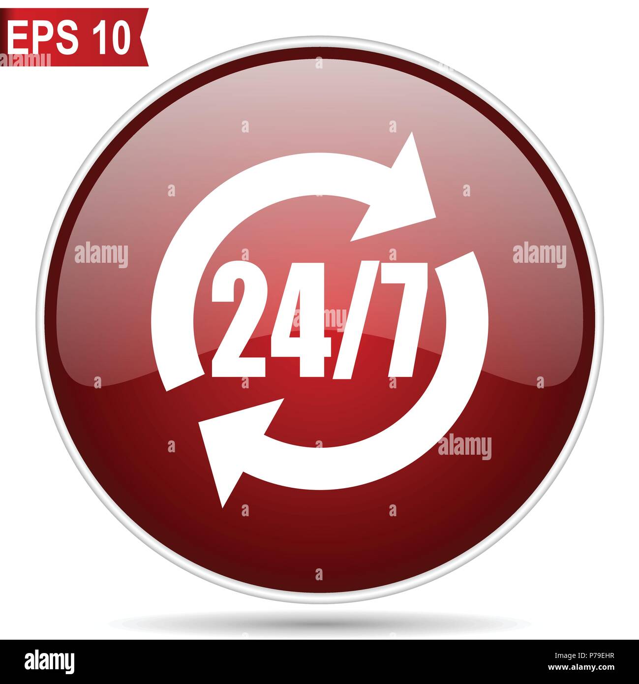 Service cherry red glossy round web vector icon. Editable simple circle ...