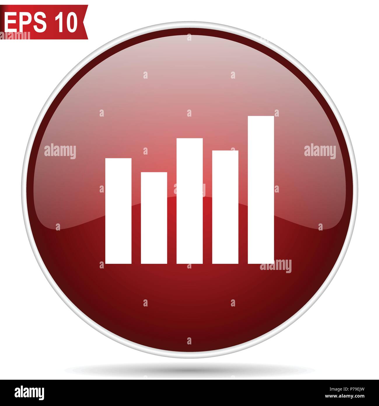 Graph cherry red glossy round web vector icon. Editable simple circle ...