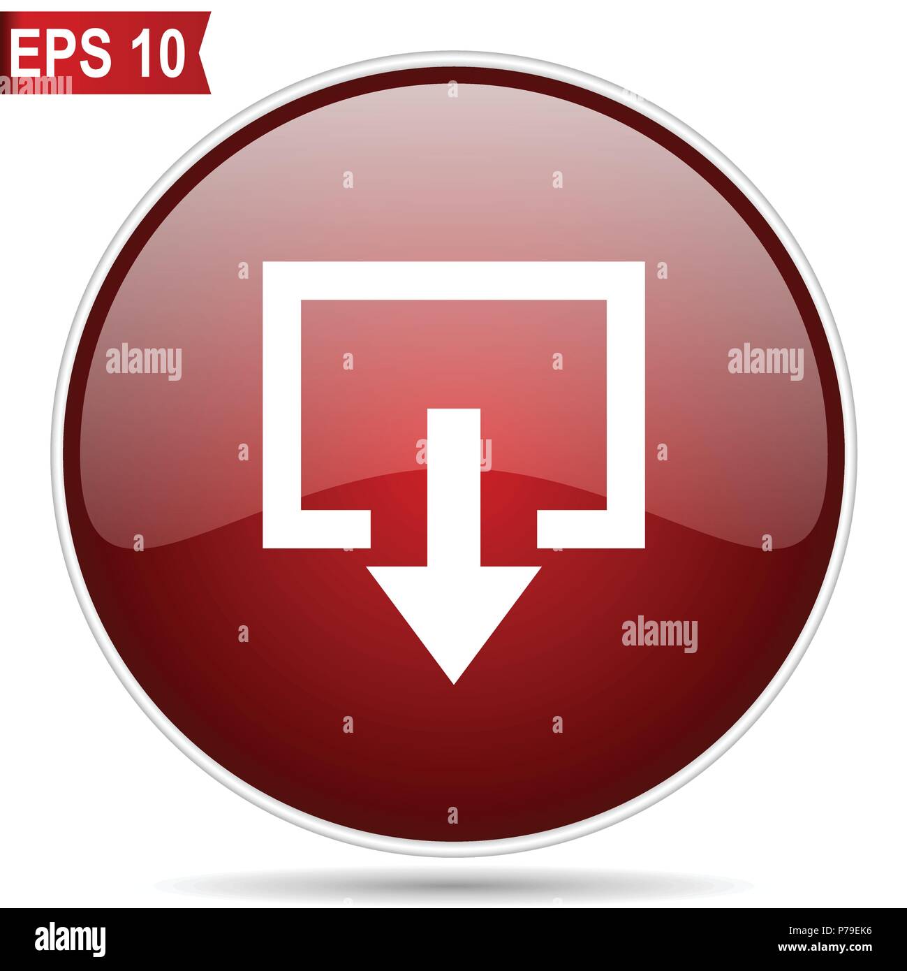 Exit cherry red glossy round web vector icon. Editable simple circle ...