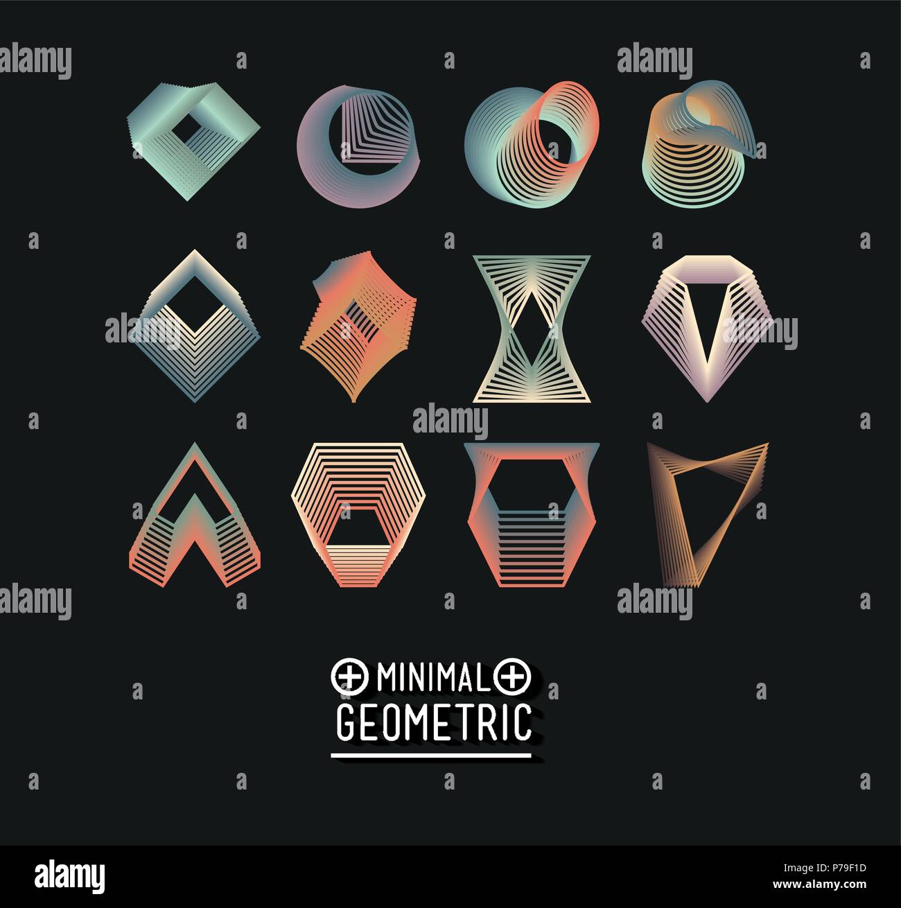 minimal geometric set figures vector illustration design Stock Vector ...