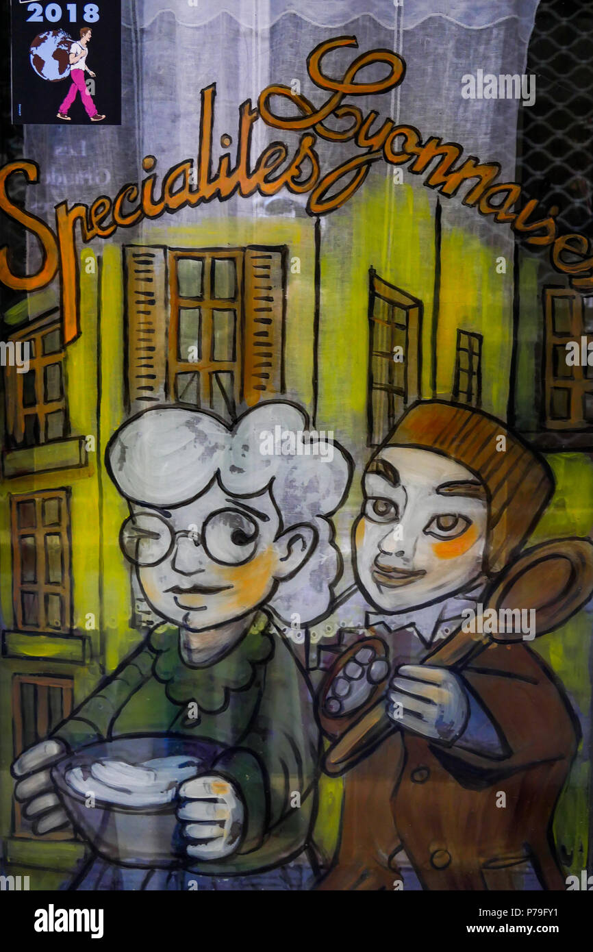 Gnafron and La mere Cotivet, Saint-Jean district, Lyon, France Stock ...