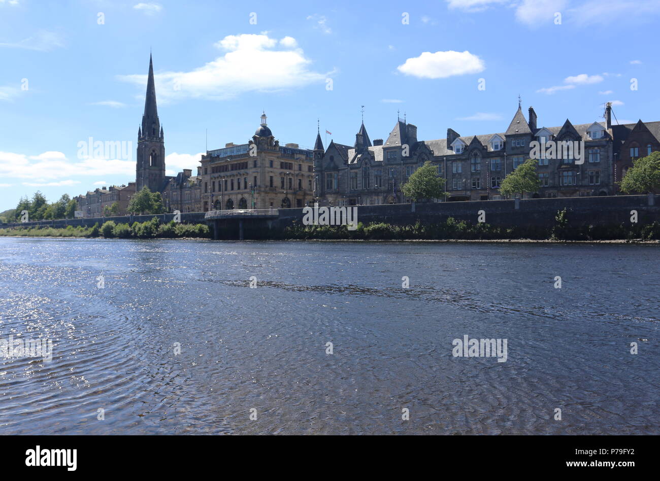 St Matthews Church and River Tay Perth Scotland July 2018 Stock Photo ...