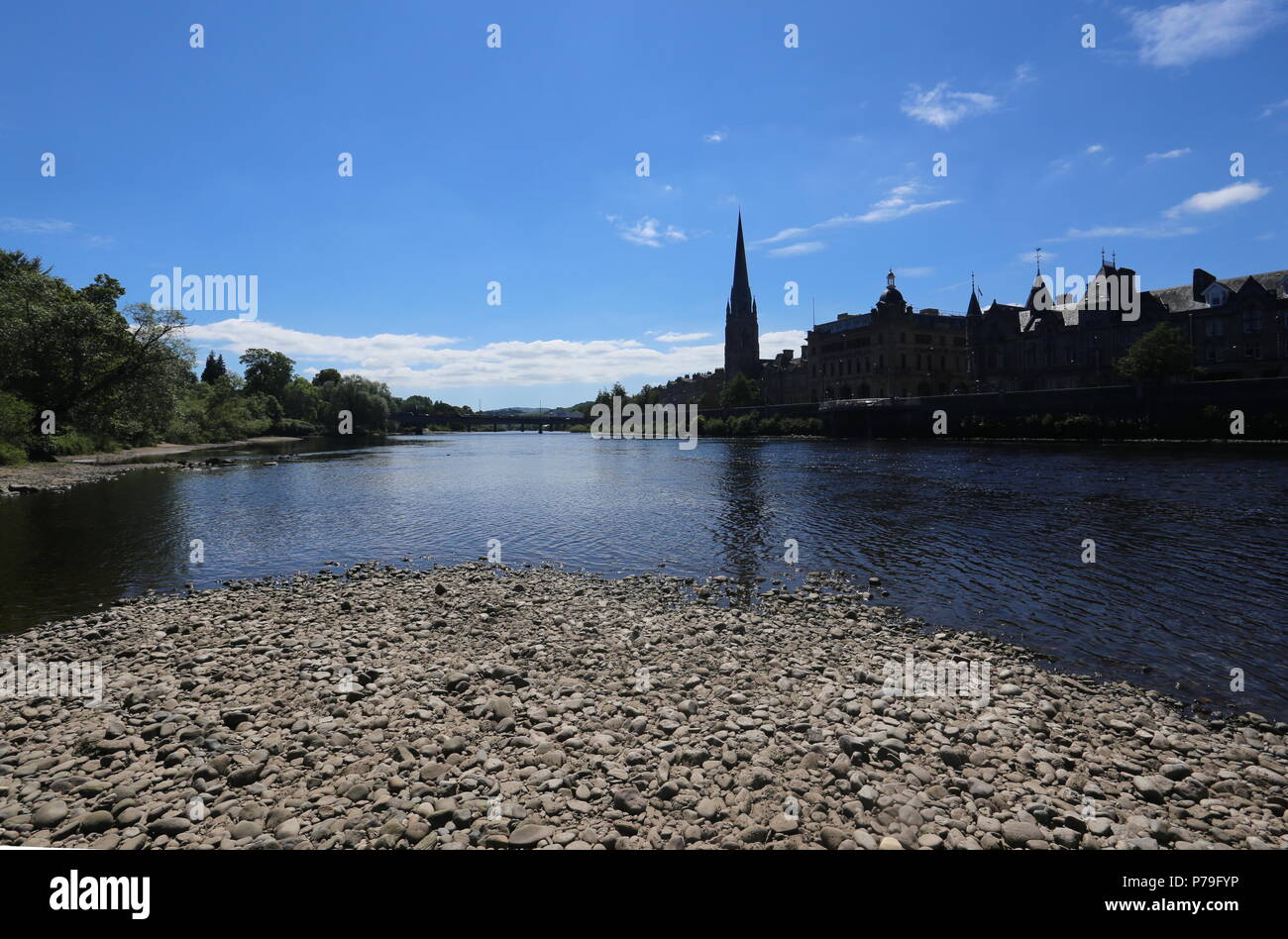 St Matthews Church and River Tay Perth Scotland July 2018 Stock Photo ...