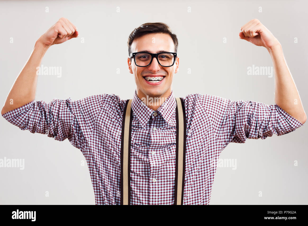 Self-confident nerdy man Stock Photo - Alamy