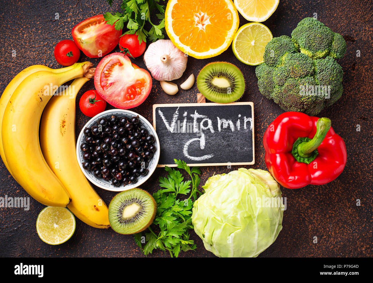 Food containing vitamin C. Healthy eating Stock Photo - Alamy