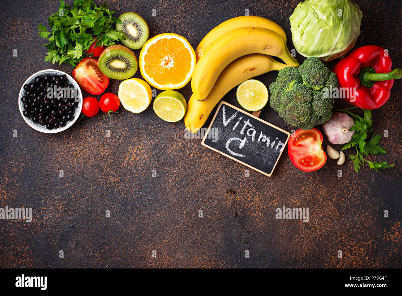 Food containing vitamin C. Healthy eating Stock Photo - Alamy