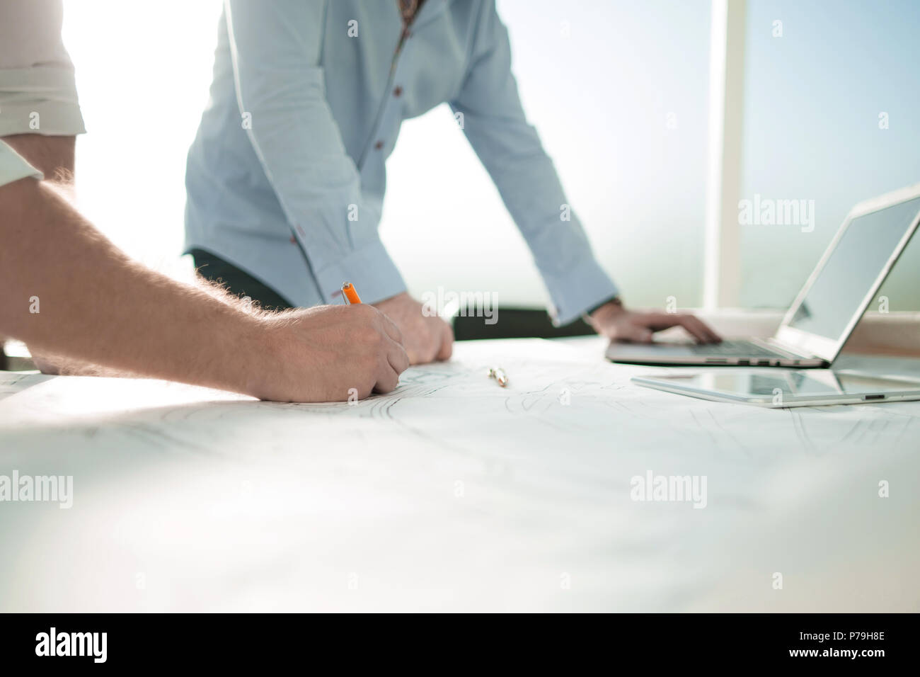 background image of architects standing at the Desk Stock Photo - Alamy