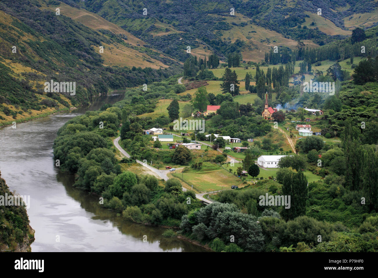 St Joseph's Church and Whanganui river in Jerusalem (Hiruharama ...