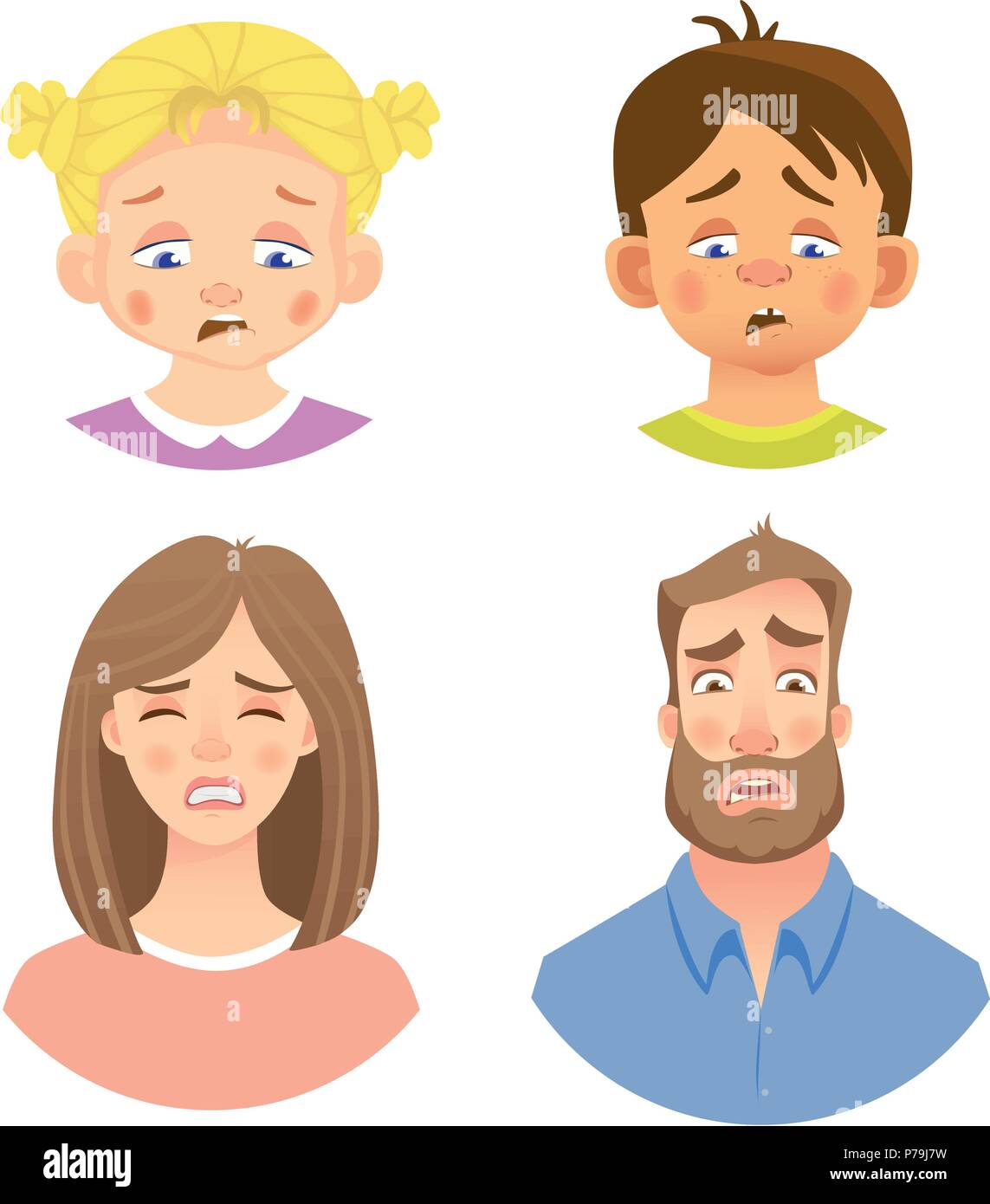 Emotions of human face. Set of avatars with different emotions. Vector ...