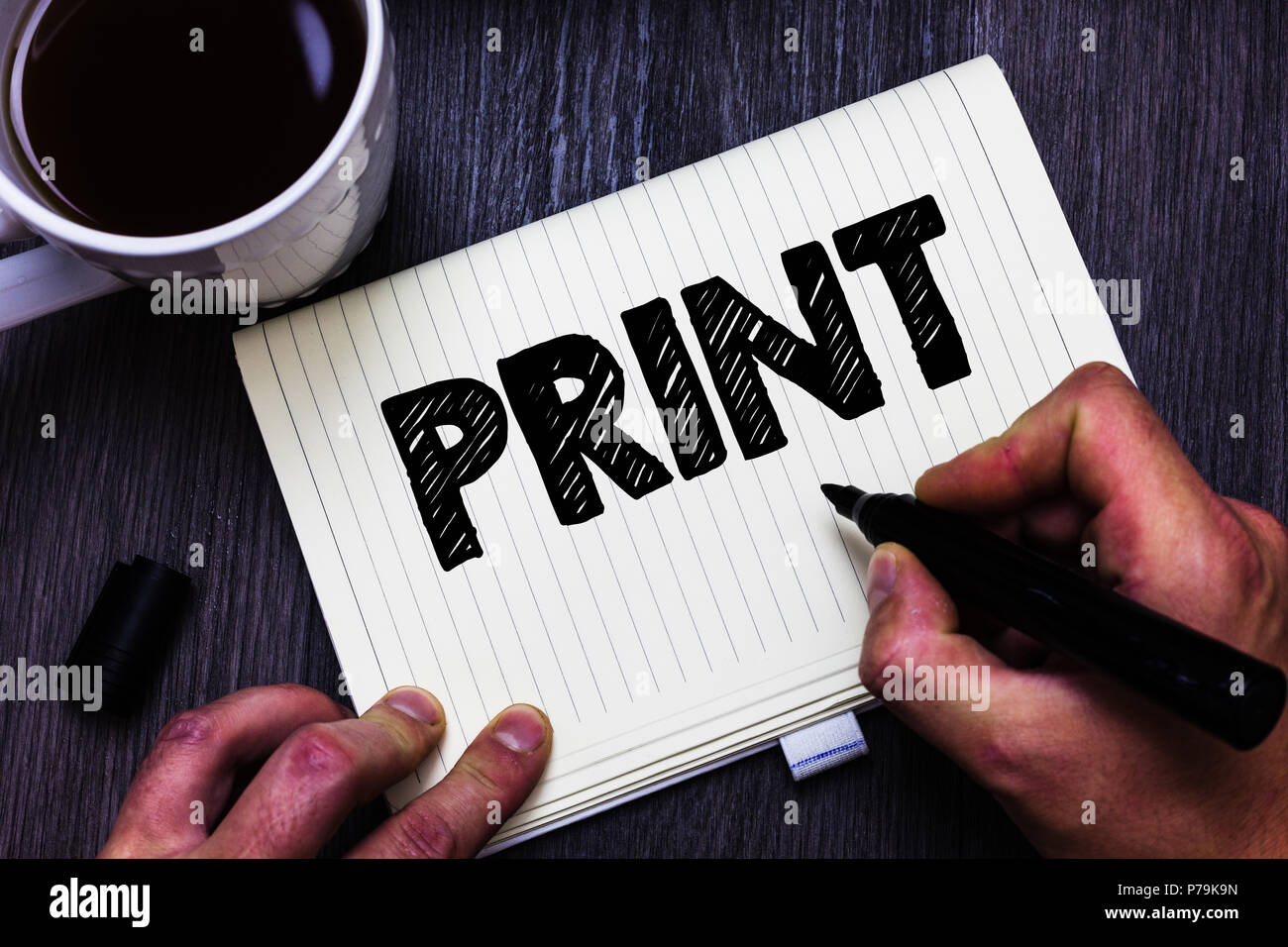 Text sign showing Print. Conceptual photo Produce letter numbers ...