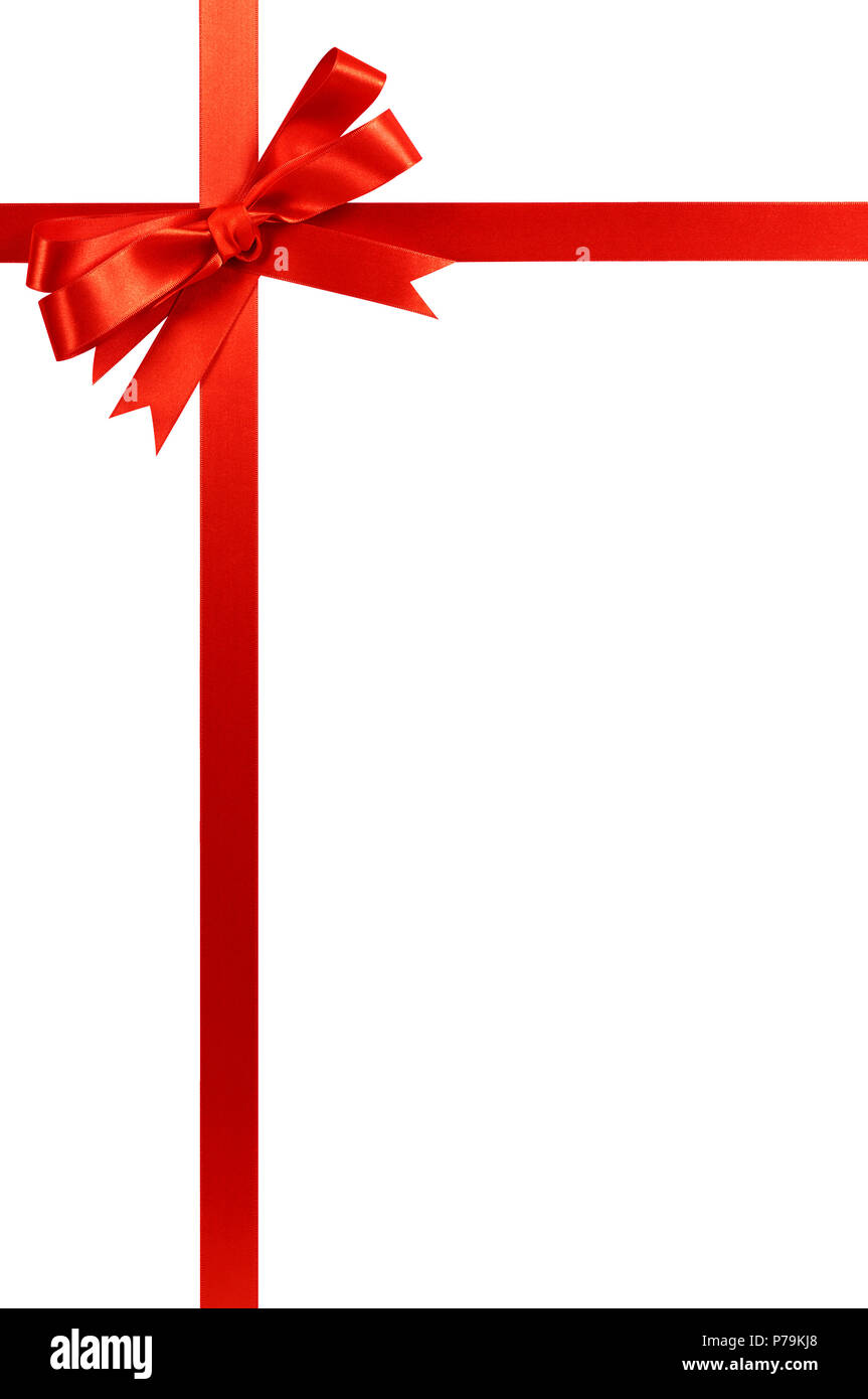 Red bow christmas gift ribbon vertical Stock Photo Alamy