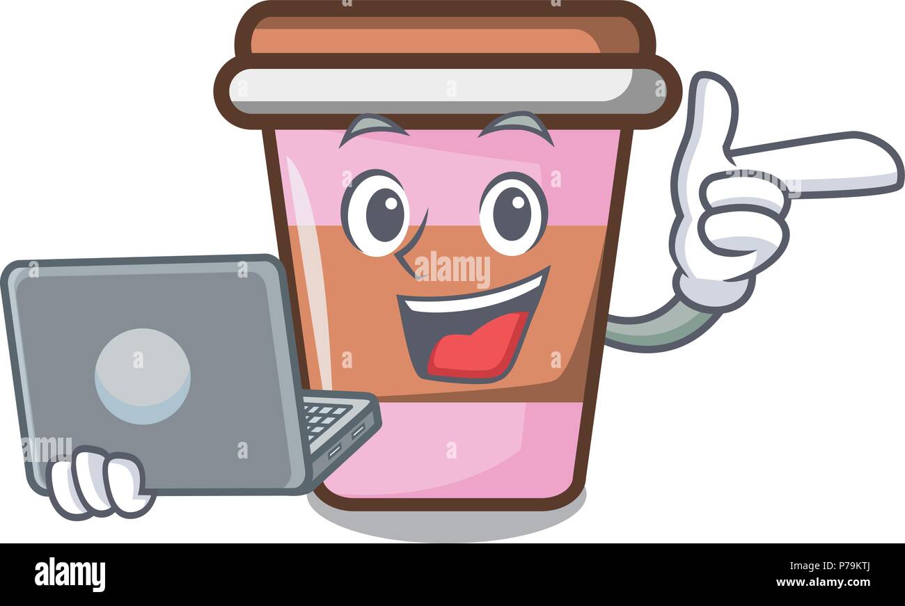 With laptop coffee cup character cartoon Stock Vector Image & Art - Alamy