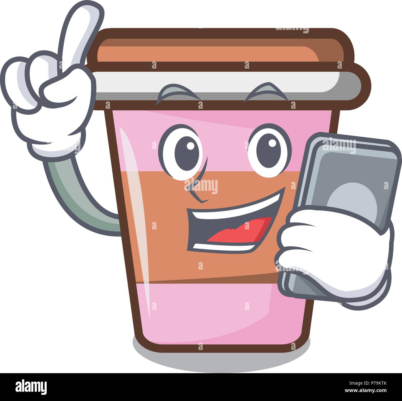 With phone coffee cup character cartoon Stock Vector Image & Art - Alamy