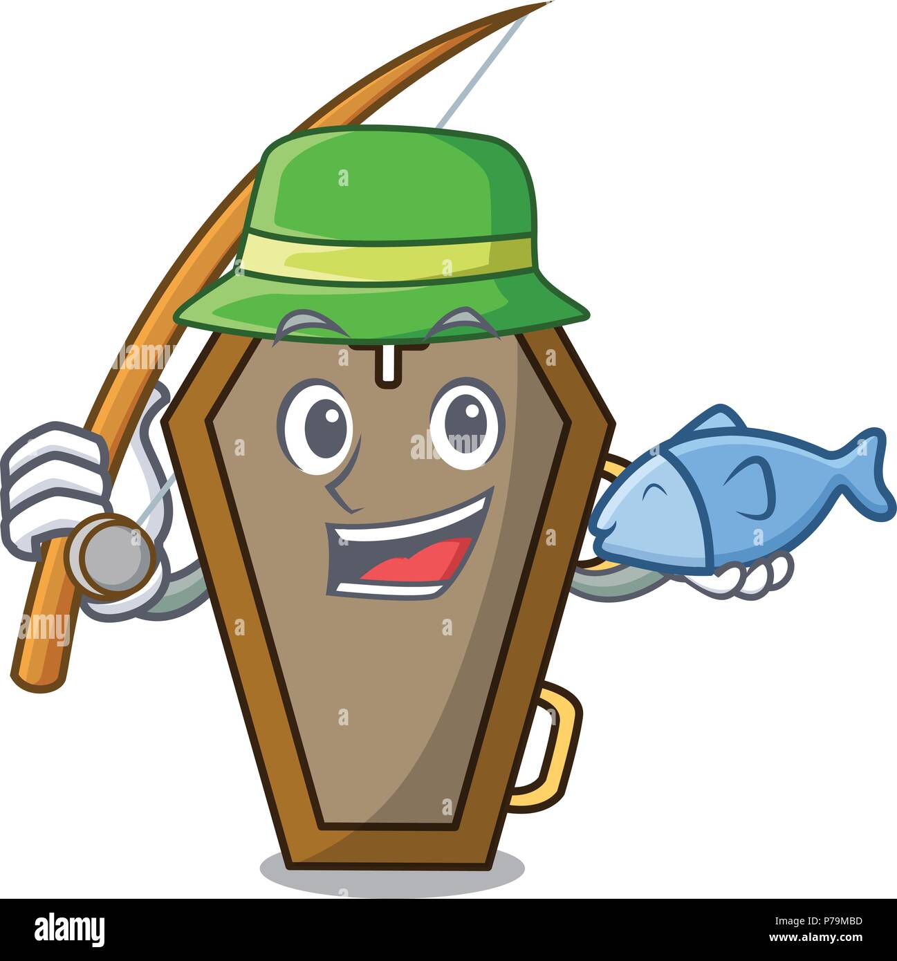 Fishing coffin mascot cartoon style Stock Vector Image & Art - Alamy