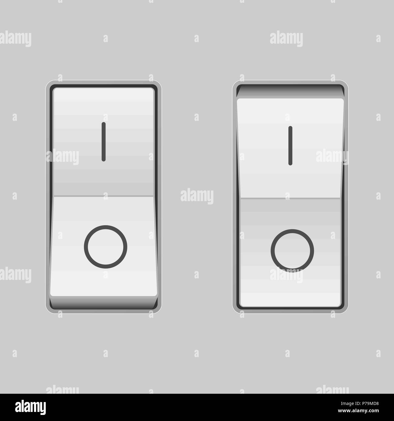 Realistic toggle switch. on and off positions Stock Vector Image & Art - Alamy