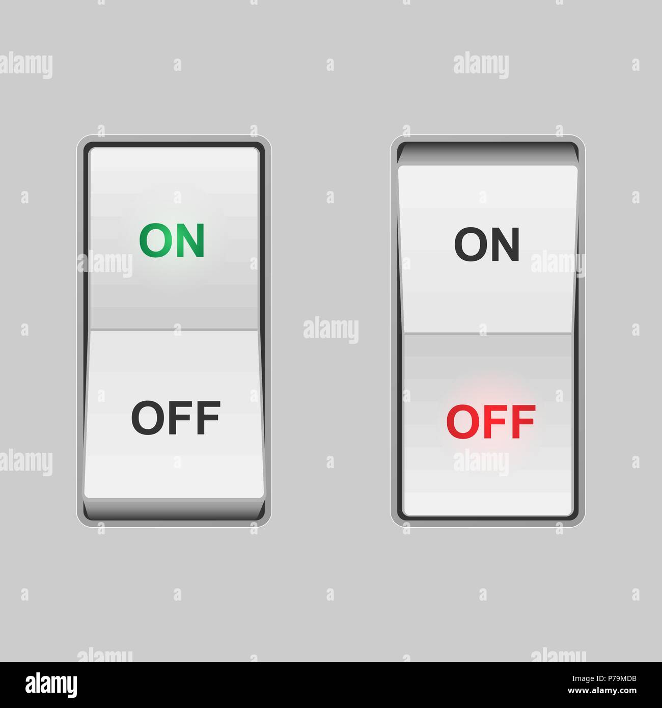 Realistic toggle switch. on and off positions Stock Vector Image & Art ...
