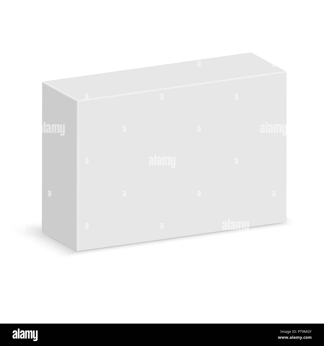 Realistic white blank box for design on white background. Vector ...