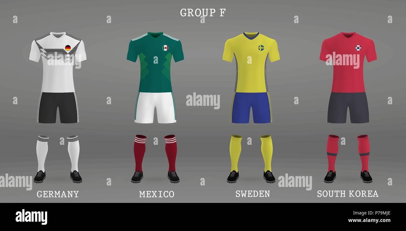 Set of football kit, shirt template for soccer jersey. Vector ...