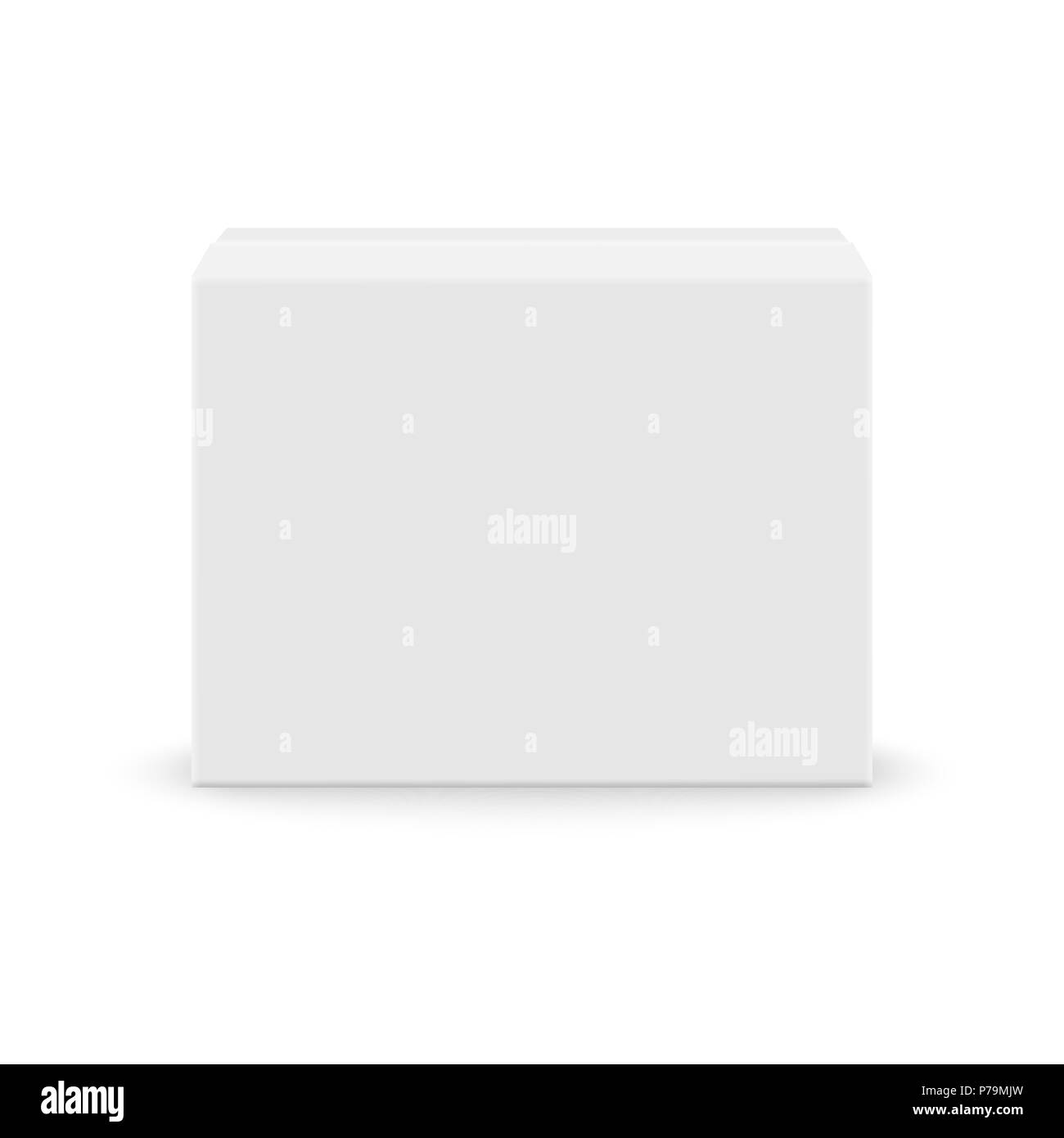 Realistic white blank box for design on white background. Vector ...