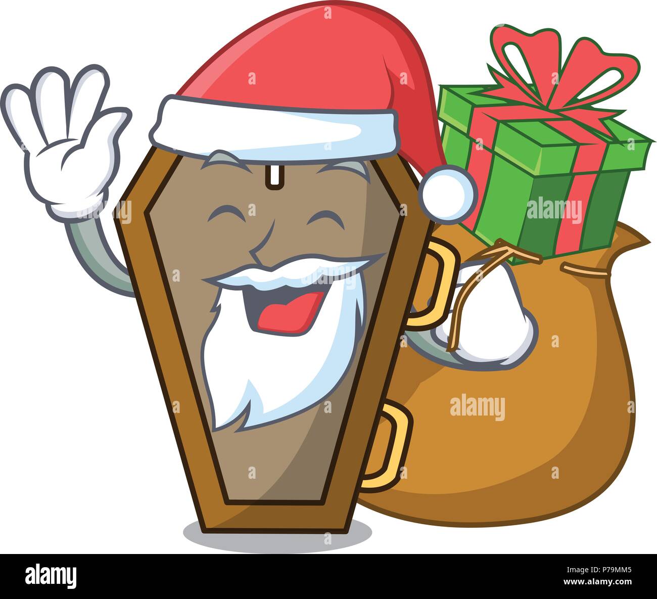 Santa with gift coffin mascot cartoon style Stock Vector Image & Art ...