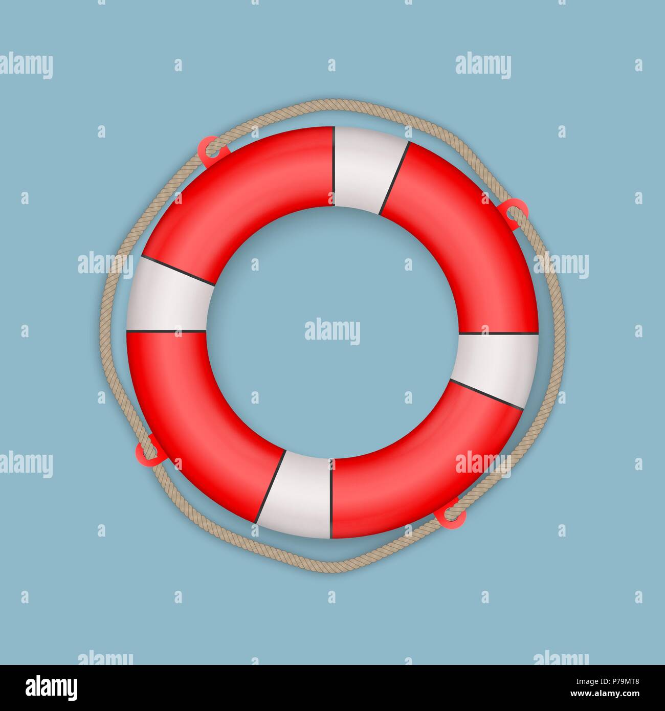 life buoy with rope isolated. Vector lifesaver Stock Vector Image & Art ...