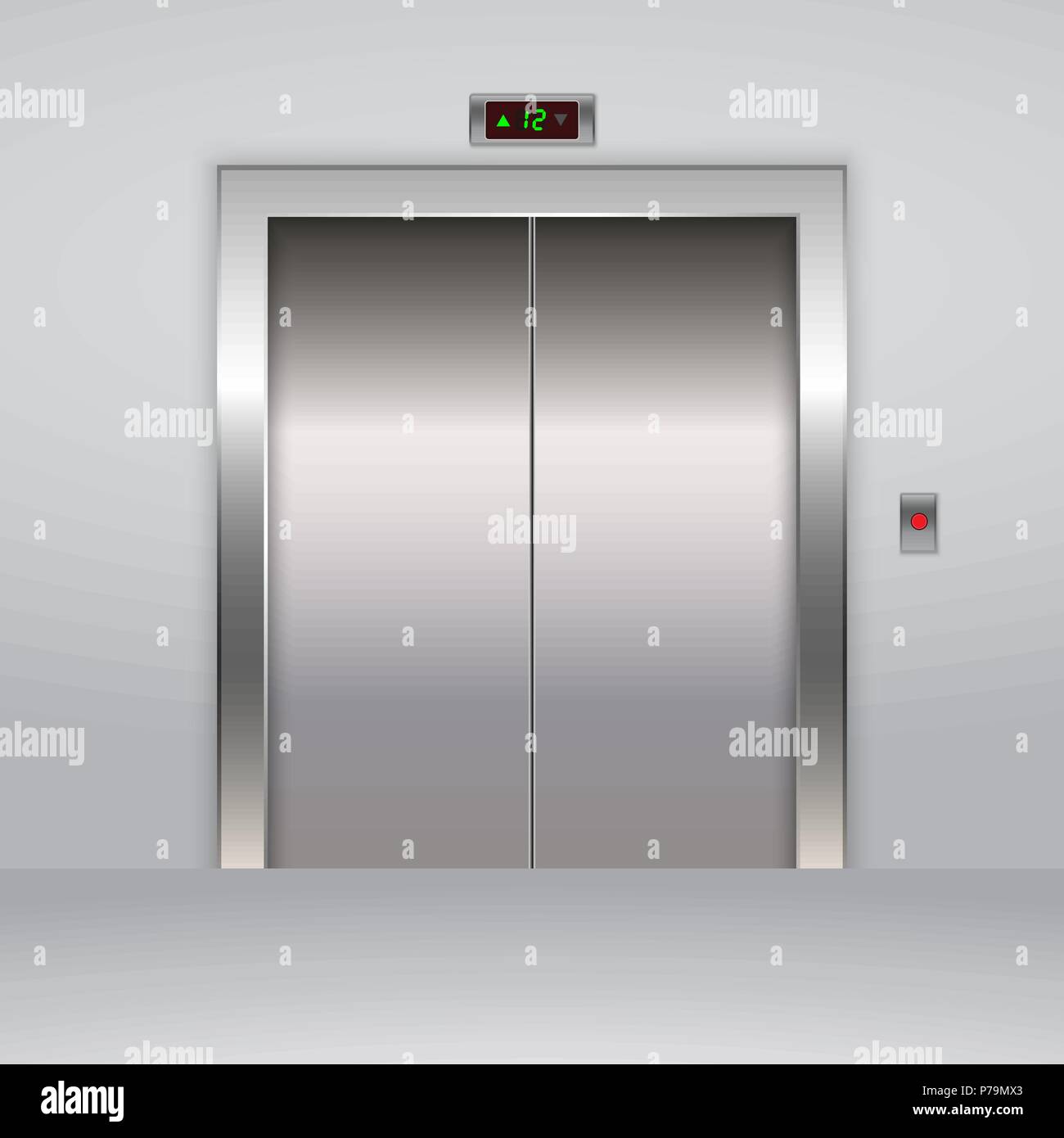 Realistic metal office elevator lift doors. vector illustration Stock ...