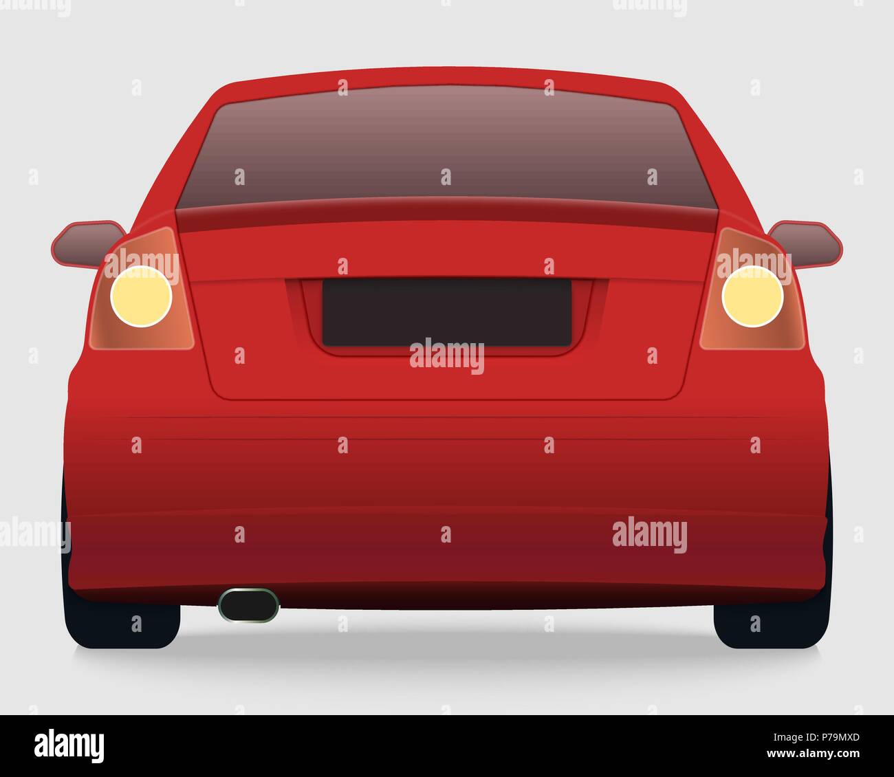 Red Car vector template on white background. Back View Stock Vector ...