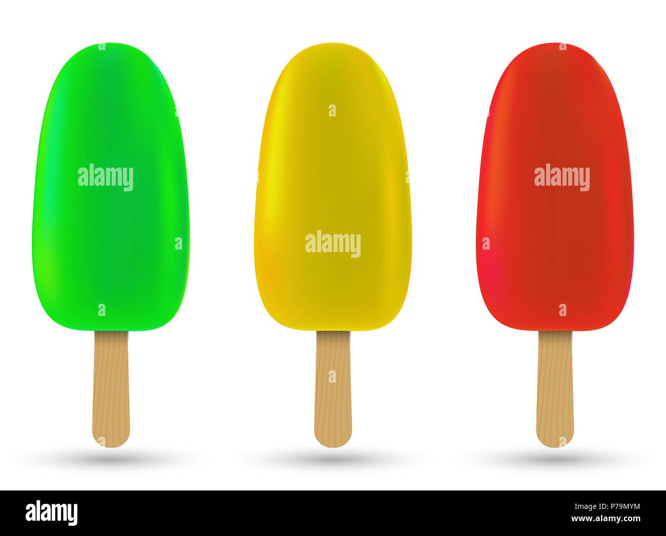 set of popsicle ice cream isolated on white background Stock Vector ...