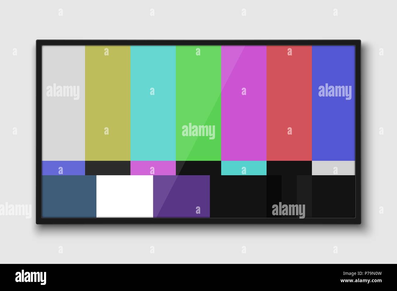 Realistic TV screen. Modern television lcd panel with no signal test ...