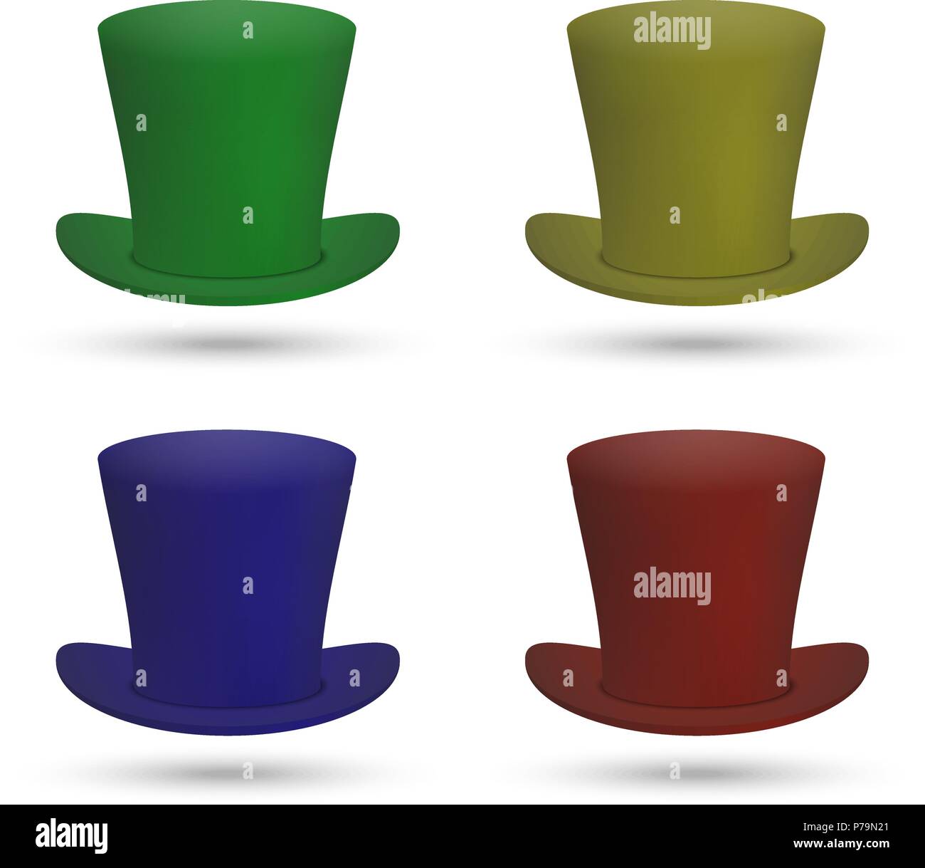 set of Colorful Top Hat isolated on white background Stock Vector Image ...