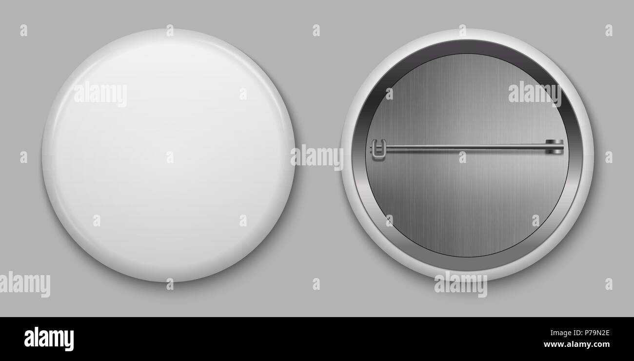 White pin badge mockup Stock Vector Images - Alamy