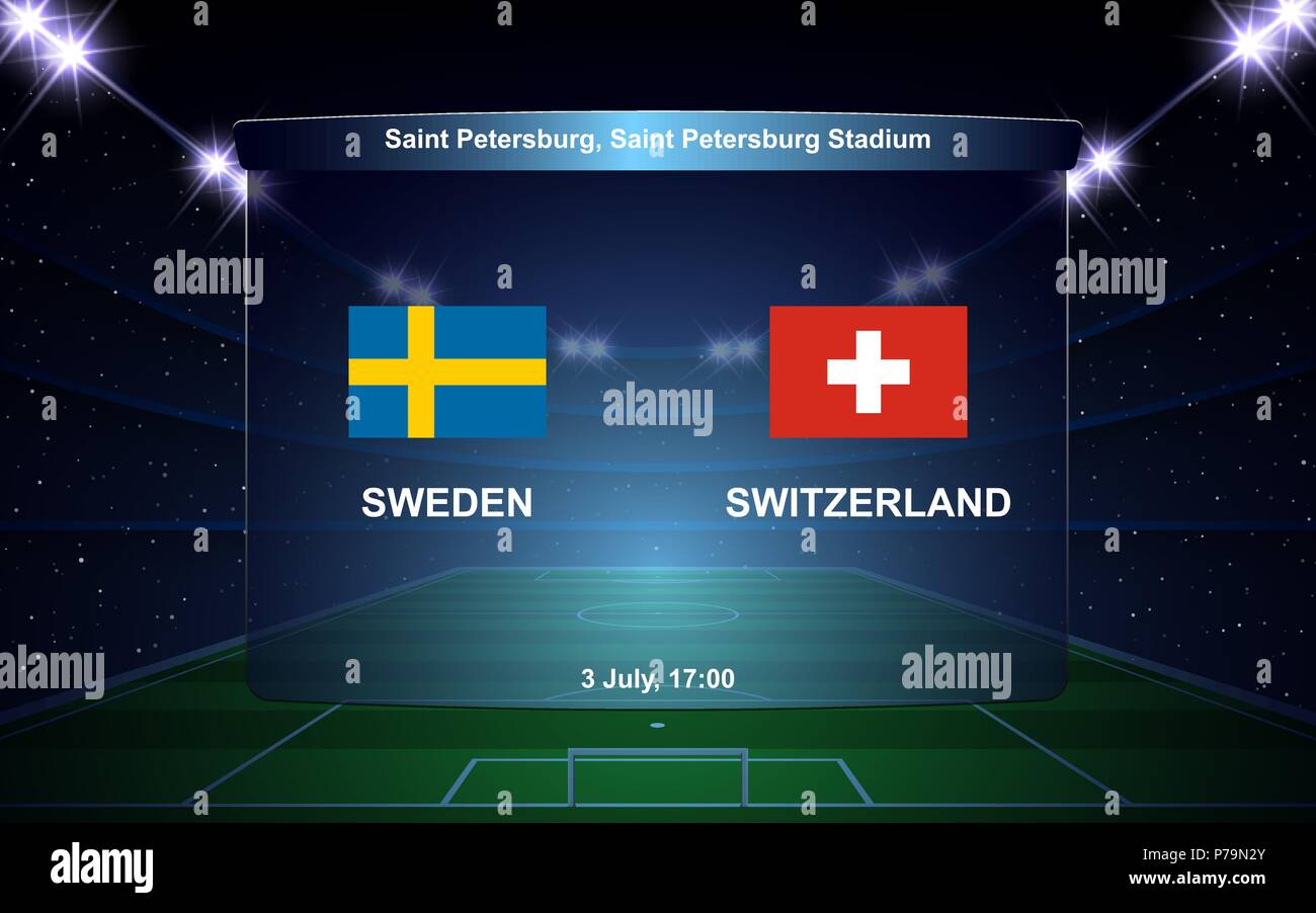 Sweden vs Switzerland football scoreboard broadcast graphic soccer ...