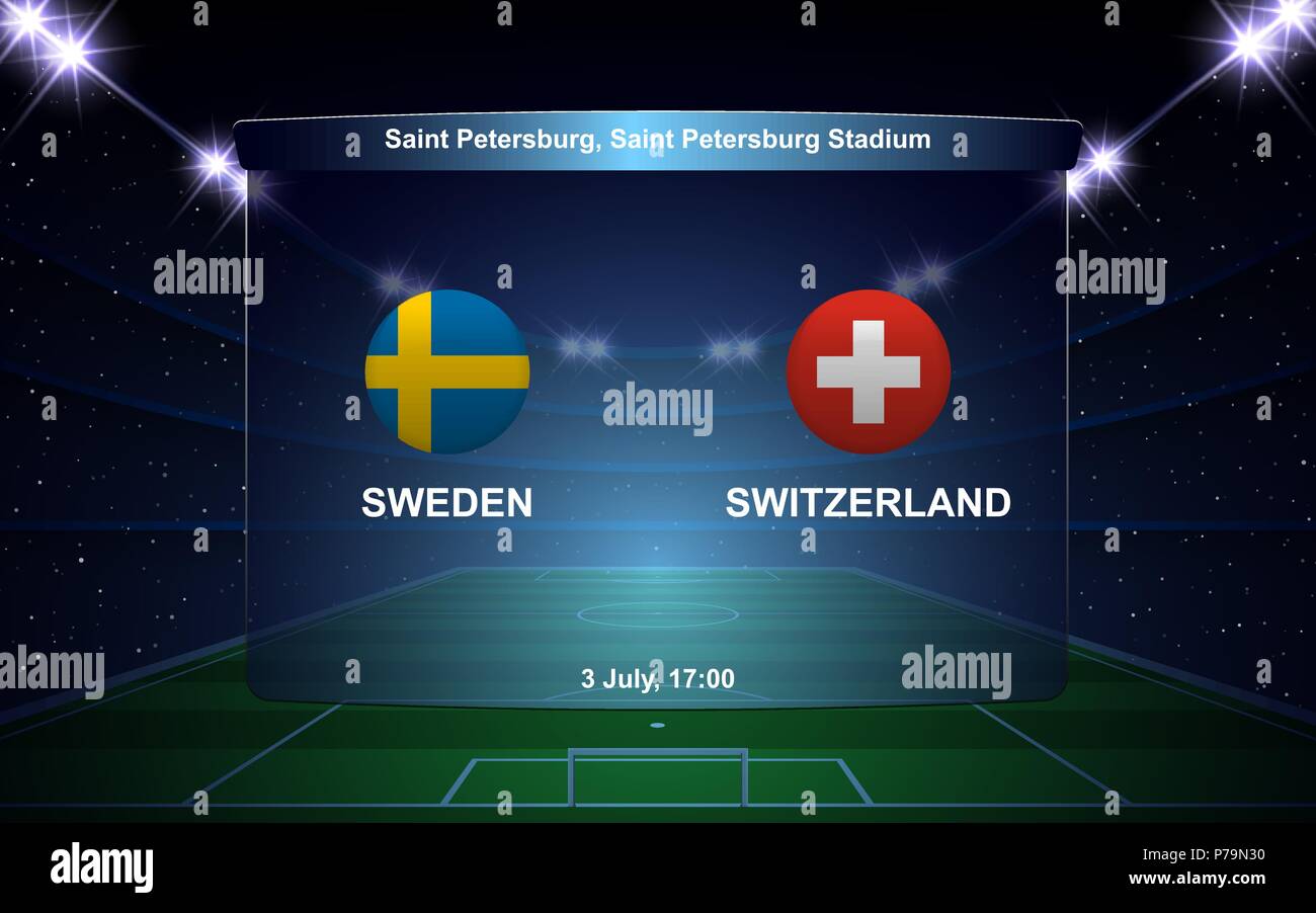 Sweden vs Switzerland football scoreboard broadcast graphic soccer ...