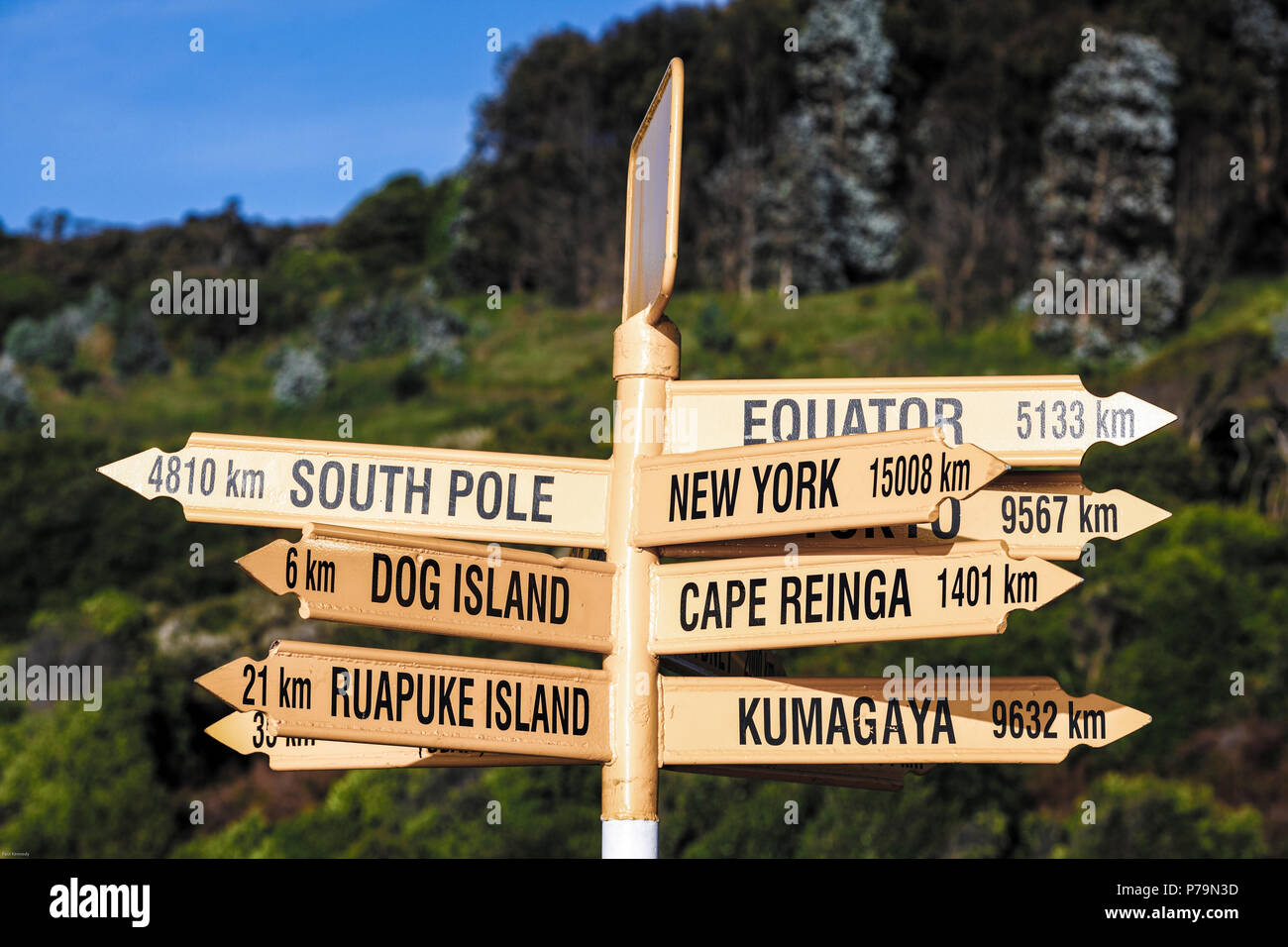 Signpost at Stirling Point showing distances to other geographic ...