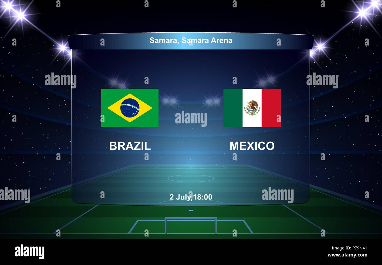Brazil vs Mexico football scoreboard broadcast graphic soccer template ...