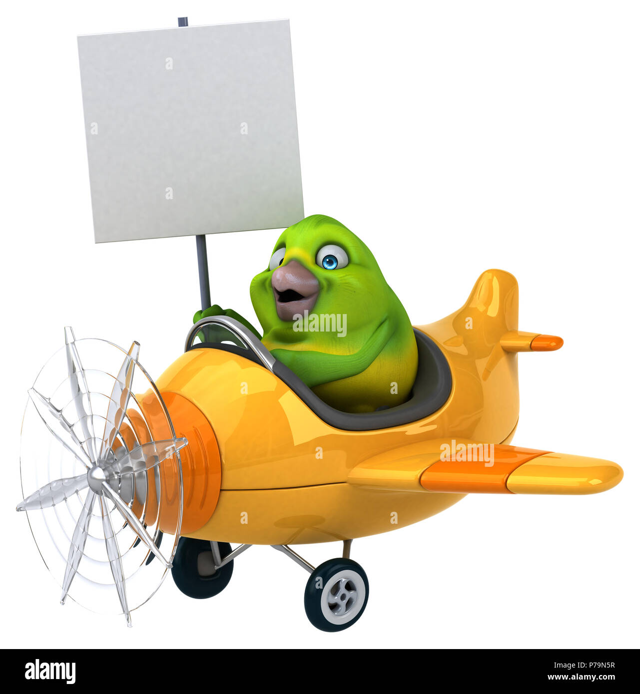 Fun green bird - 3D Illustration Stock Photo - Alamy
