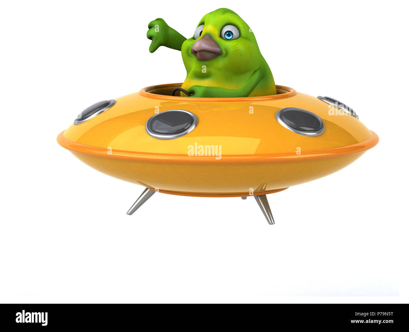 Fun green bird - 3D Illustration Stock Photo - Alamy