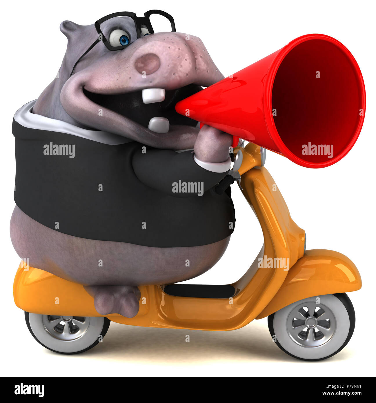 Fun hippo - 3D Illustration Stock Photo - Alamy