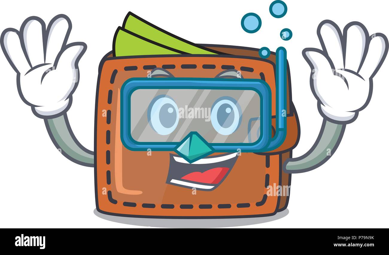 Diving wallet character cartoon style Stock Vector Image & Art - Alamy