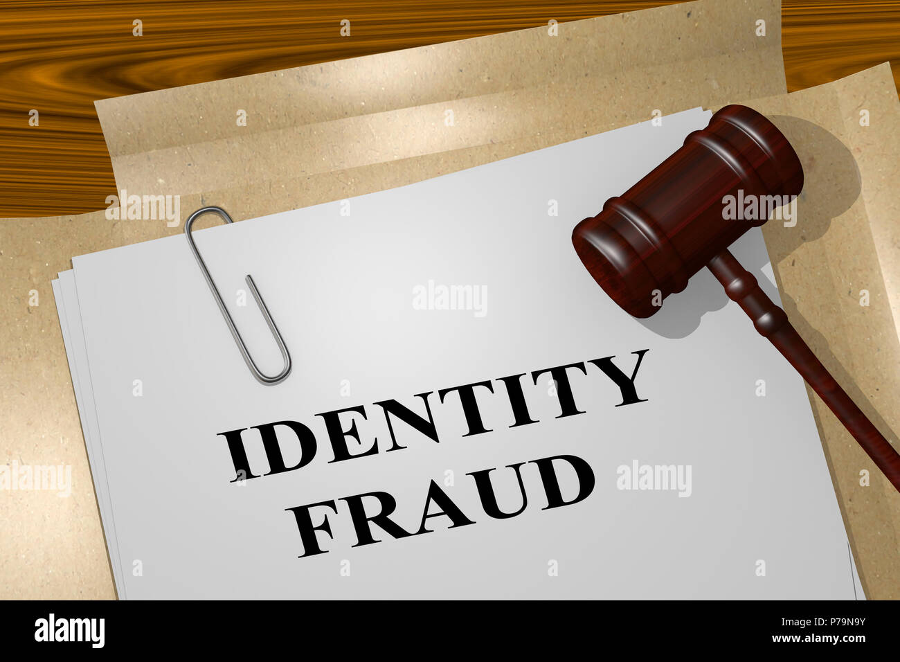 3D illustration of IDENTITY FRAUD title on legal document Stock Photo ...