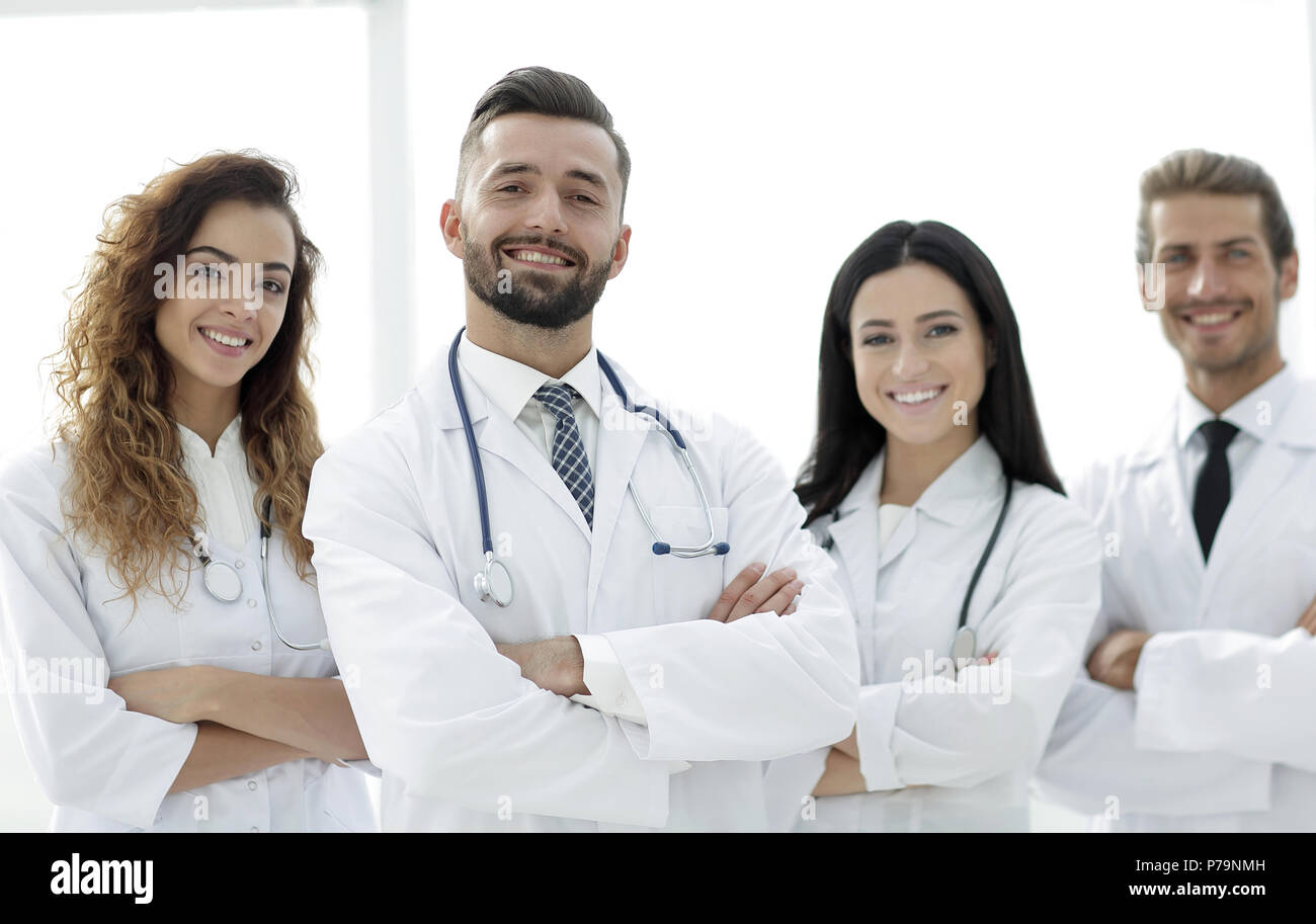 Medical doctors group. Isolated on white background Stock Photo - Alamy
