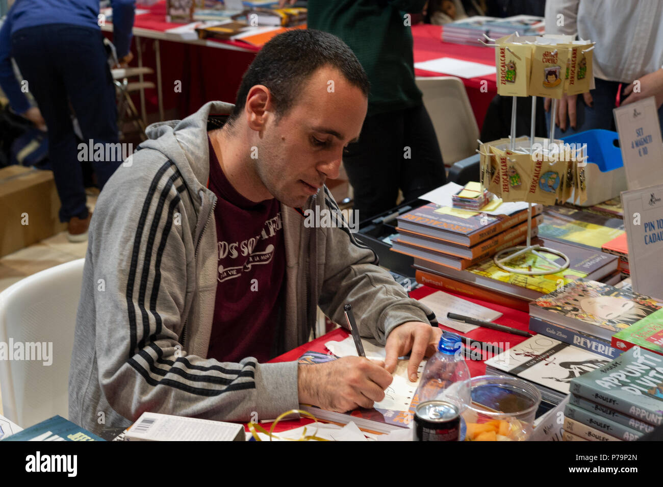 Famous italian cartoonist, Michele Rech, known as Zero Calcare, Rome ...