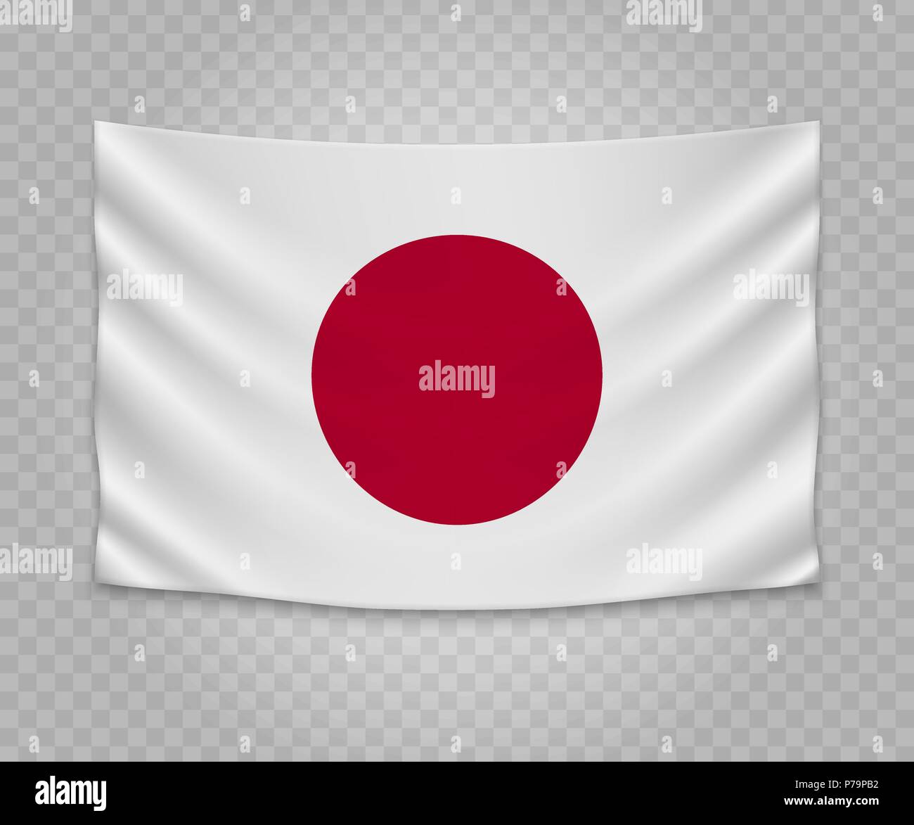 Realistic hanging flag of Japan. Empty fabric banner illustration ...
