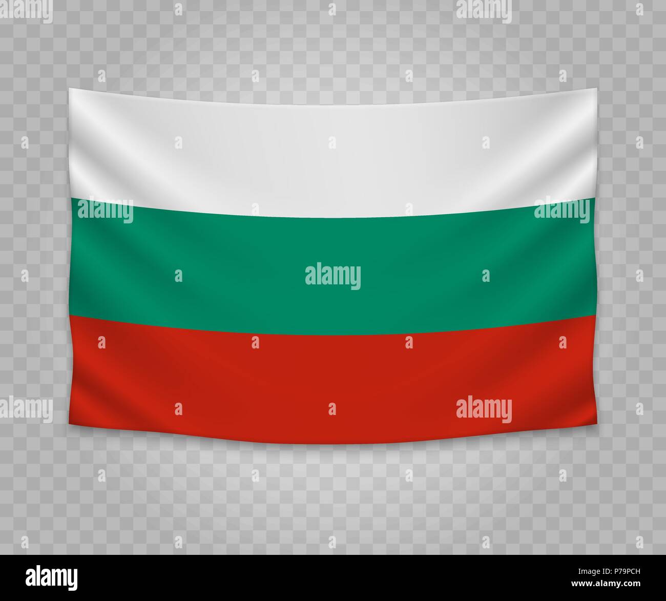 Realistic hanging flag of Bulgaria. Empty fabric banner illustration ...